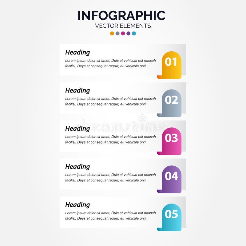 Vertical Infographic Arrow Design with 5 Options or Steps Stock Vector ...