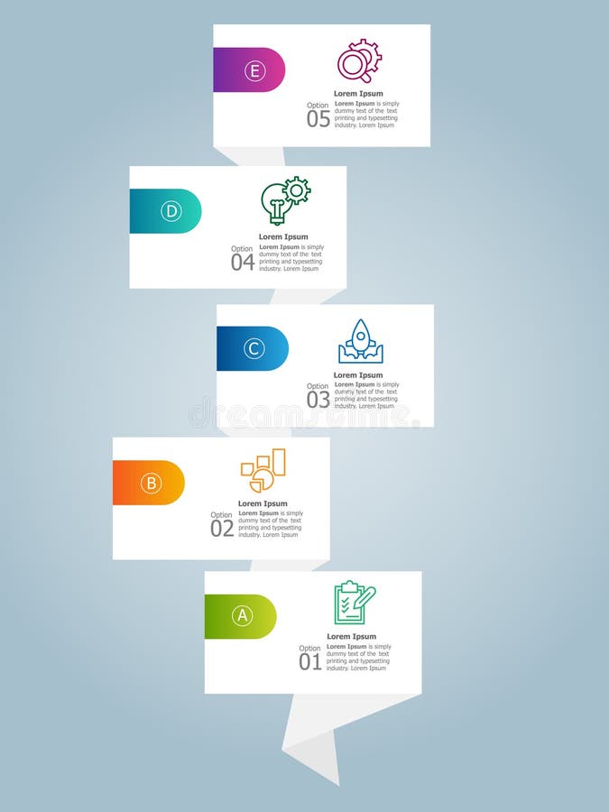 Vertical Infographics Label 5 Steps for Report Presentation Template ...