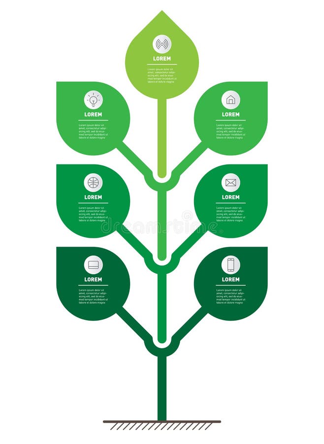 Vertical Infographics or Timeline with 7 Options. Tree with Leafs Stock ...