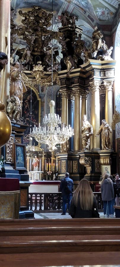 Vertical Inside View of Bernardine Monastery with Altar Vintage ...