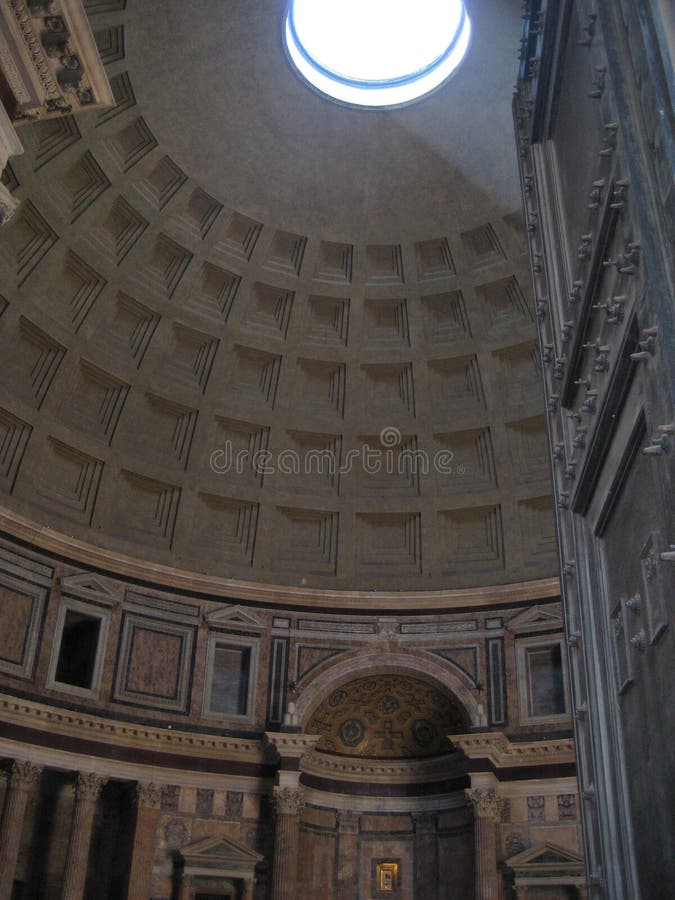 Vertical Inside View of a Pantheon in Rome with Light Coming from the ...