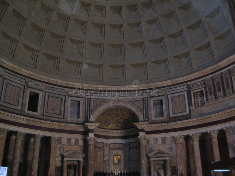 Vertical Inside View of a Pantheon in Rome with Light Coming from the ...