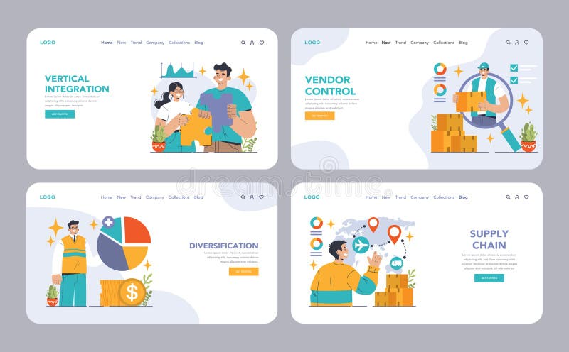 Vertical Integration Web or Landing Set. Company S Supply Chain Optimization Stock Vector ...