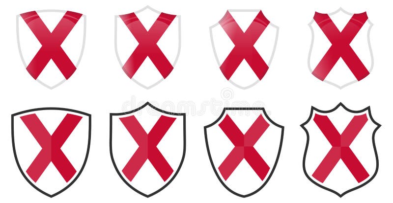 Vertical Irish Saint Patrick Saltire Flag in Shield Shape, Four 3d and ...