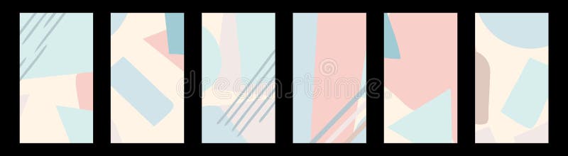 Vertical Isolated Background Set 6 in 1. Abstract Organic Backgrounds ...