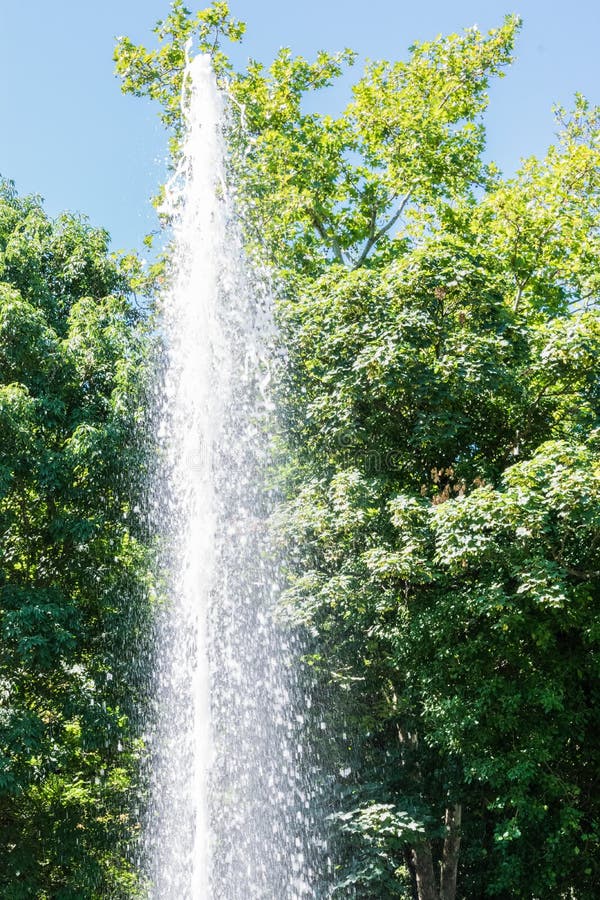 Vertical Jet of Water in Park Lake Stock Image - Image of beautiful ...