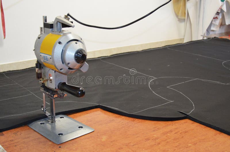 Vertical Knife Cloth Cutting Machine on Fabric Stock Photo - Image of ...