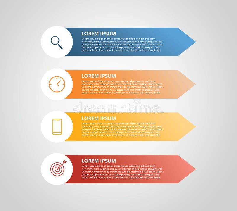 Vertical Label Infographic with 4 Step with Icon for Business Process ...