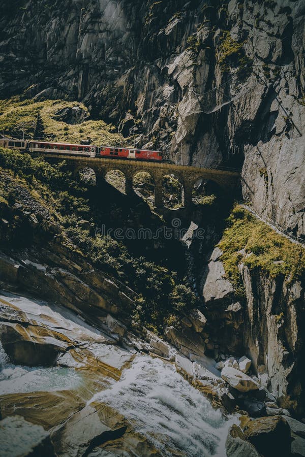 Vertical Landscape of the Beautiful Green Gotthard Pass Mountain Pass ...