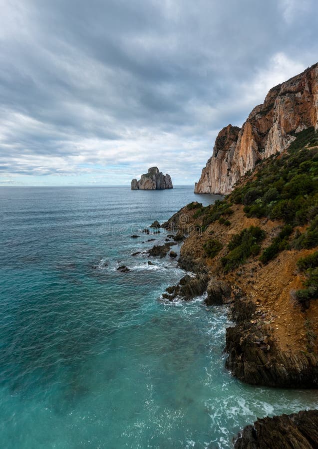 Vertical Landscape of the Cliffs and Sea Stacks at Porto Flavia on ...