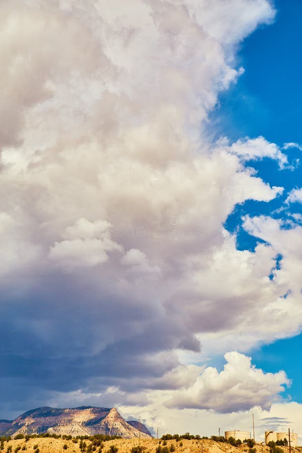 Vertical Landscape of Desert Mountains with Large Storm Clouds Looming ...