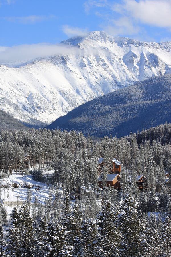 A Vertical Landscape Image of Cabins in Winter Park, Colorado. Stock ...