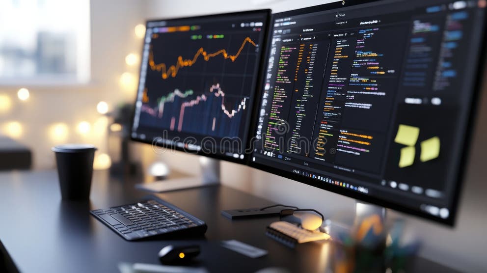 A Vertical Layout of a Home Tech Office Desk Featuring Ultrawide ...