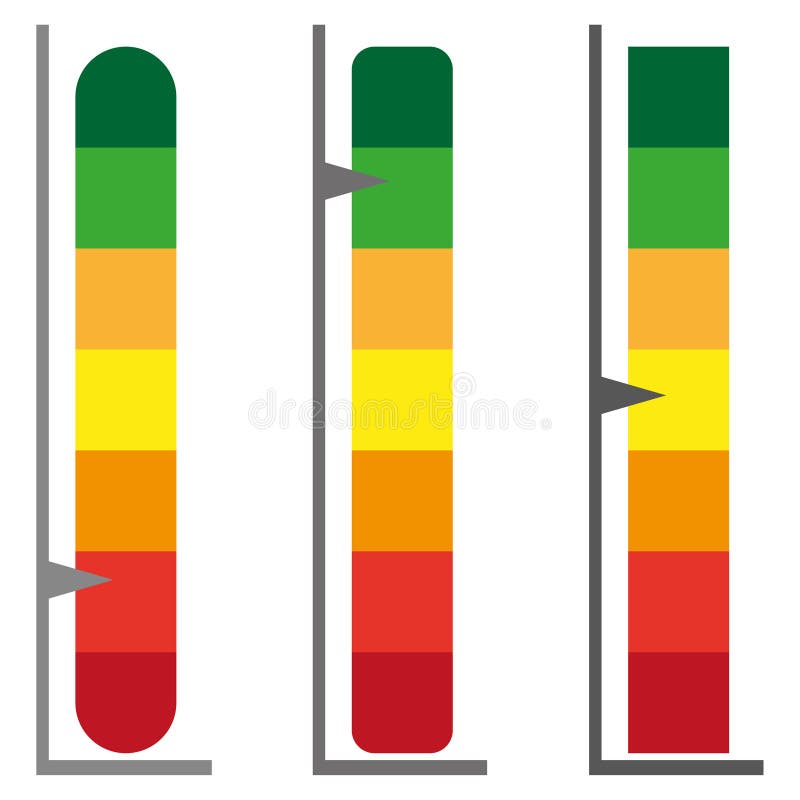 Vertical Level Indicators. Colorful Measuring Gauges. Rating System ...