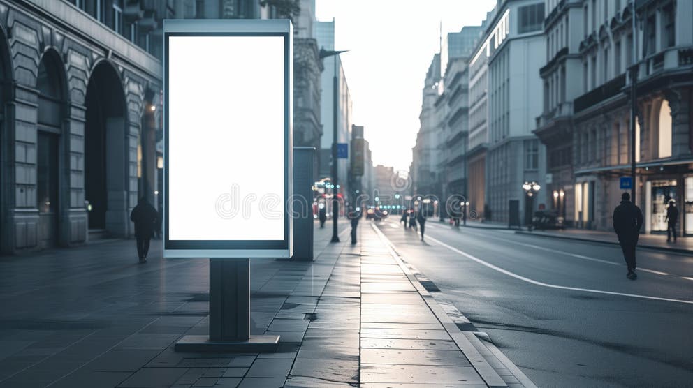 Vertical Billboard, Group of People Walking Down a Street Stock ...