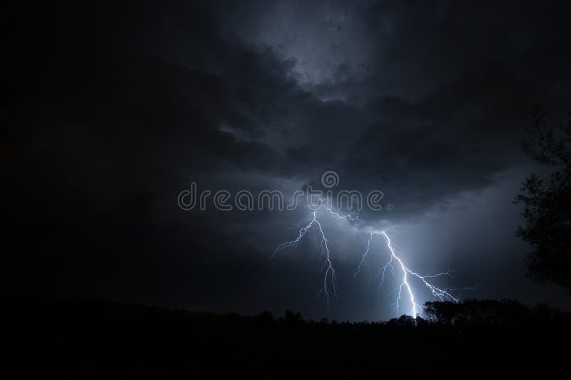 Vertical Lightning Strike stock image. Image of ground - 34837515