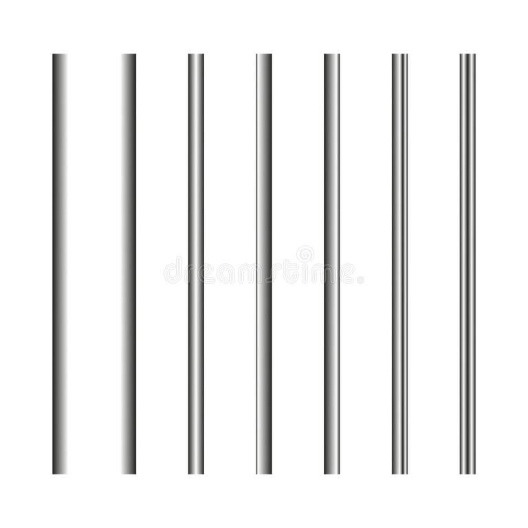 Vertical Line Set. Metallic Gradient Stripes. Sleek Column Shape ...