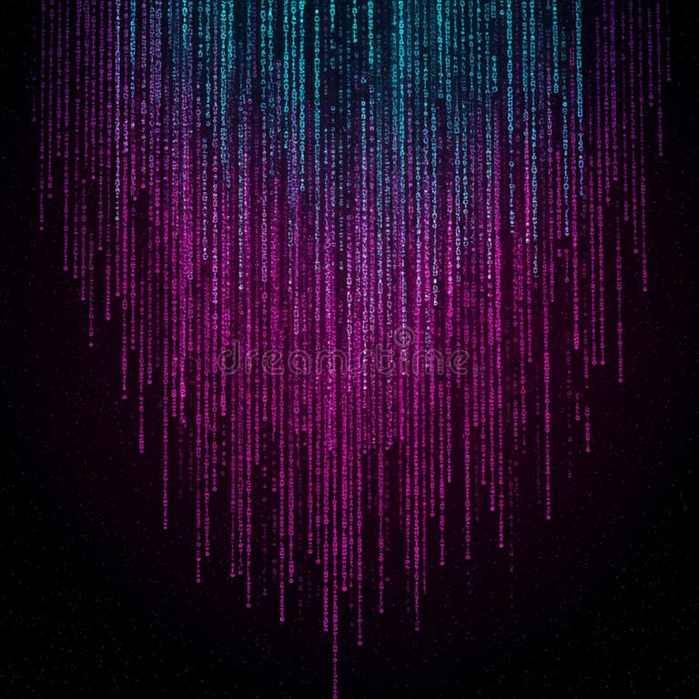 Vertical Lines of Binary Code in Shades of Blue and Purple Cascade ...