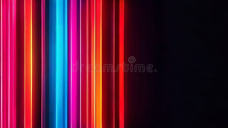 Vertical Lines of Colorful Light with Digital Glitch Effects Dark ...