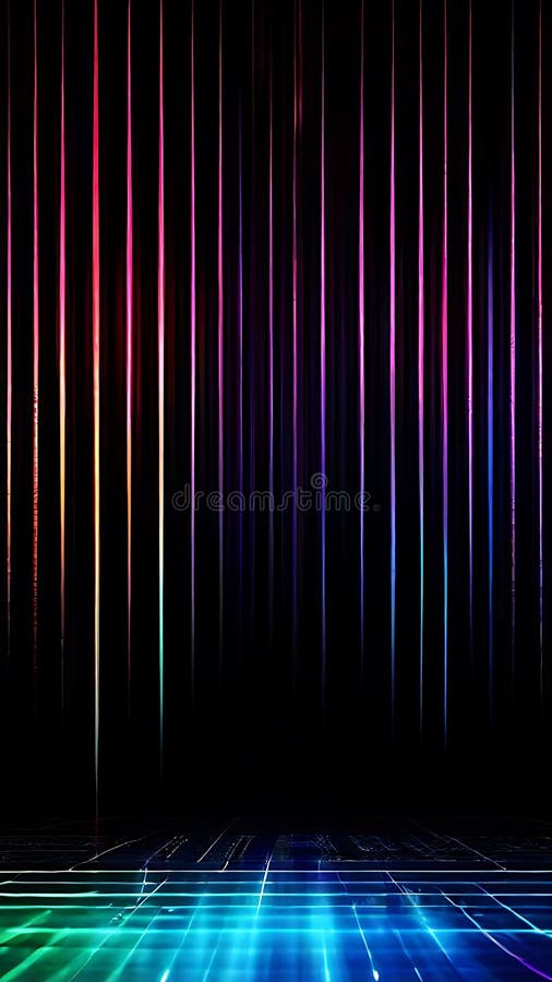 Vertical Lines of Colorful Light with Digital Glitch Effects Dark ...