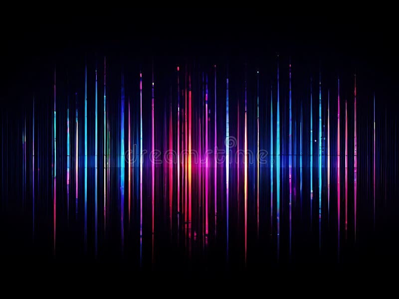 Vertical Lines of Colorful Light with Digital Glitch Effects Dark ...