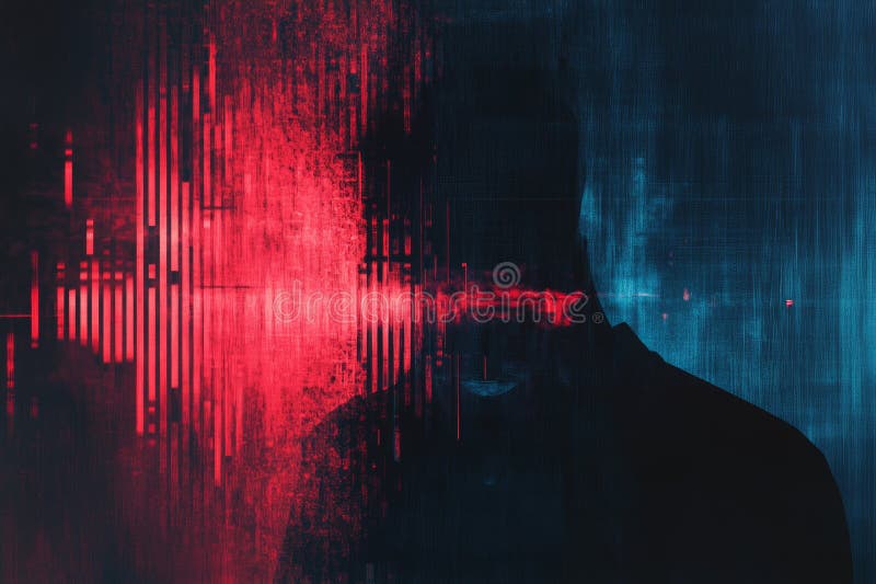 Vertical Lines of Red Light with Digital Glitch Effects. Stock Photo ...