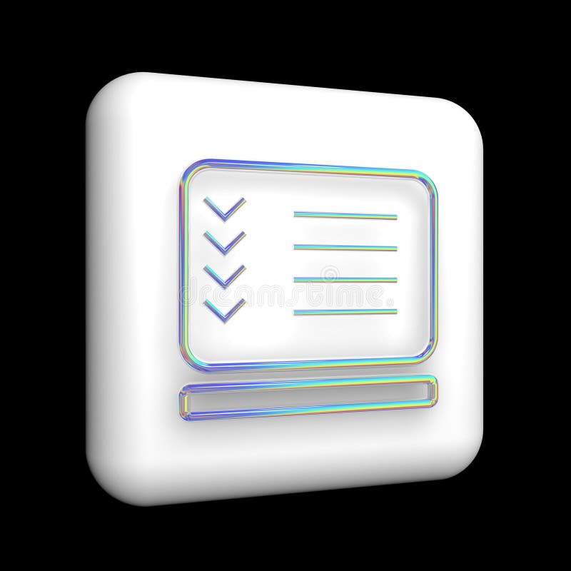 A Vertical List Sign on a Computer Screen, 3d Icon on a White Cube ...