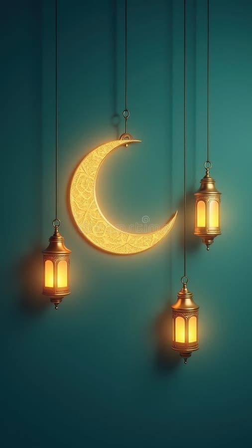Vertical Islamic Lantern and Crescent Wallpaper for Mobile Stock ...