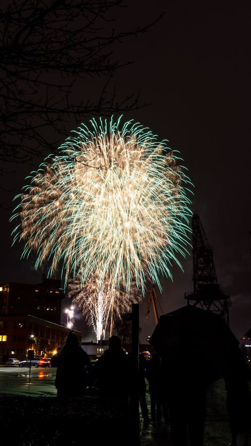Vertical Long Exposure of Fireworks with Bright Sparkles and the ...