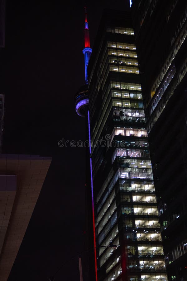 Vertical Low Angle of the CV Tower and a Skyscraper in Toronto Canada ...