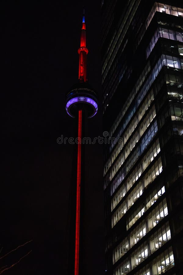 Vertical Low Angle of the CV Tower and a Skyscraper in Toronto Canada ...