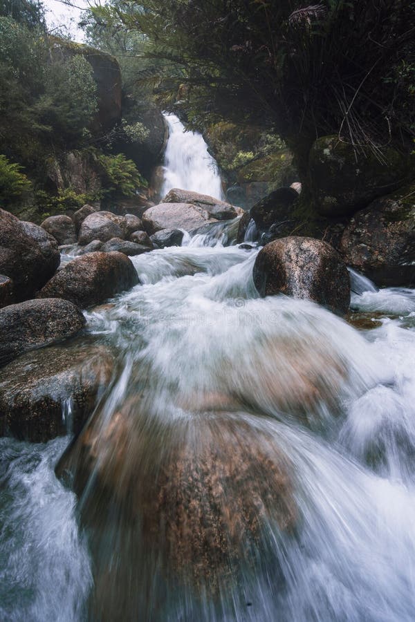 Vertical Low-angle of the Ladies Bath Falls with Water Flowing on ...