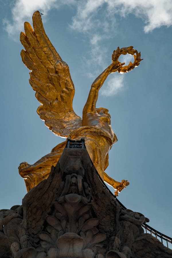Vertical Low-angle of the Monument of the Angel of Independence in ...