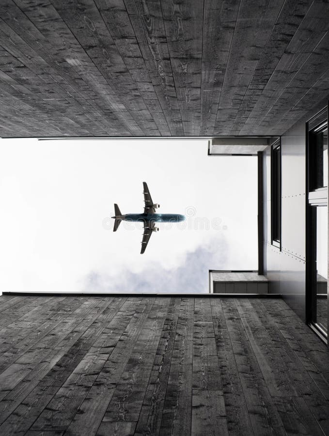 Vertical Low Angle Shot of an Airplane Flying in the Clear Sky Stock ...