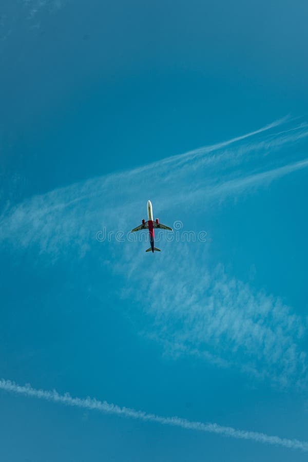Vertical Low Angle Shot of an Airplane Flying in the Sky on a Sunny Day ...