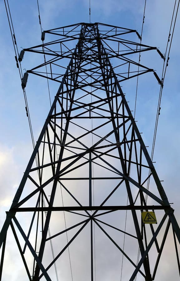 Vertical Low Angle Shot of an Electric Power Transmission Tower Stock ...