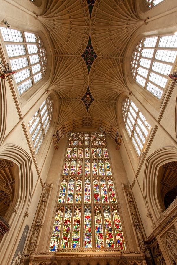Vertical Low Angle Shot of the Inside Bath Abbey in the UK Stock Image ...