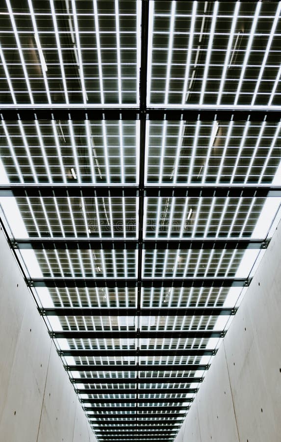 Vertical Low Angle Shot of the Metal Ceiling in a Concrete Building ...