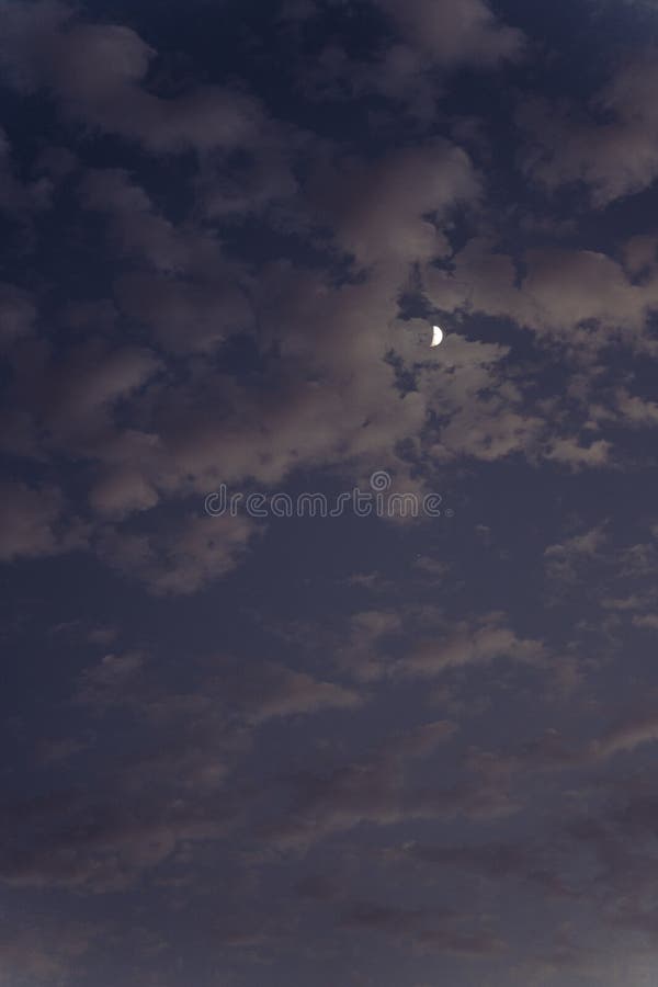 Vertical Low Angle Shot of the Moon Captured on a Cloudy Night Stock ...