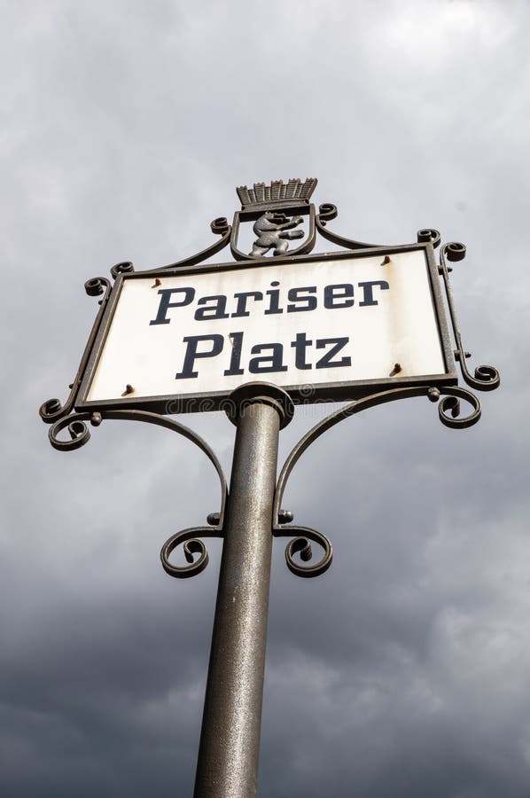 Vertical Low Angle Shot of the Pariser Platz Sign in Berlin Germany ...