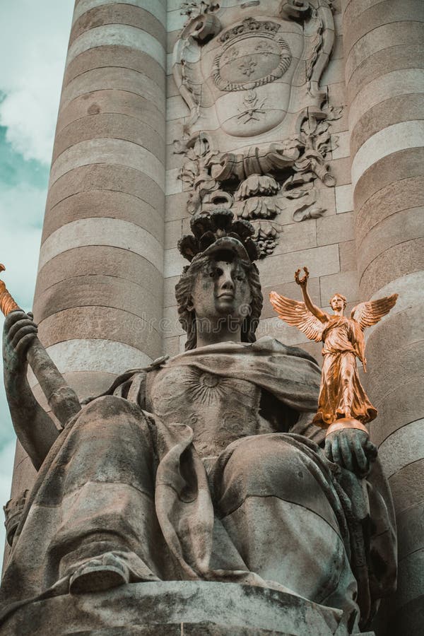 Vertical Low-angle of Victory Column with Alexander III Statue, Sky ...