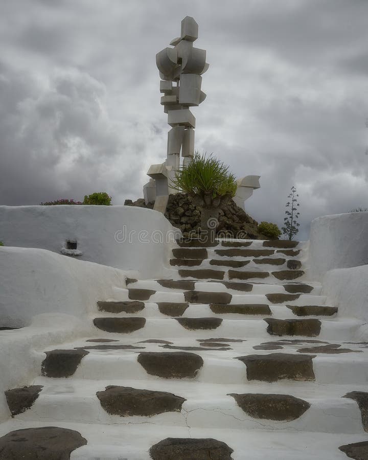 Vertical Low Angle View of a Stair Path with a Futuristic Modern ...