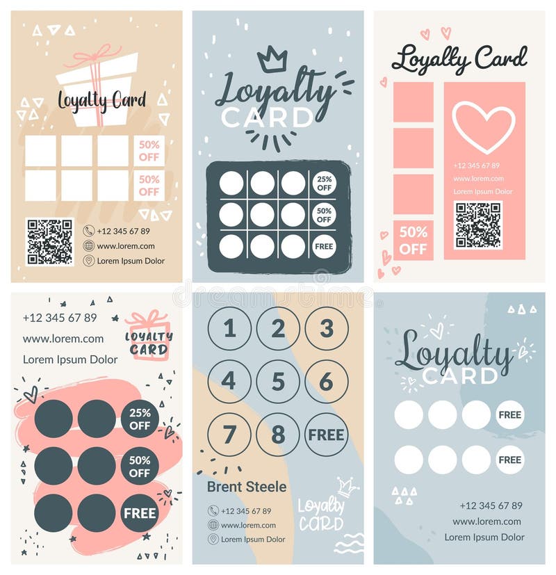 Vertical Loyalty Card Set with Hand Drawn Elements Stock Illustration ...