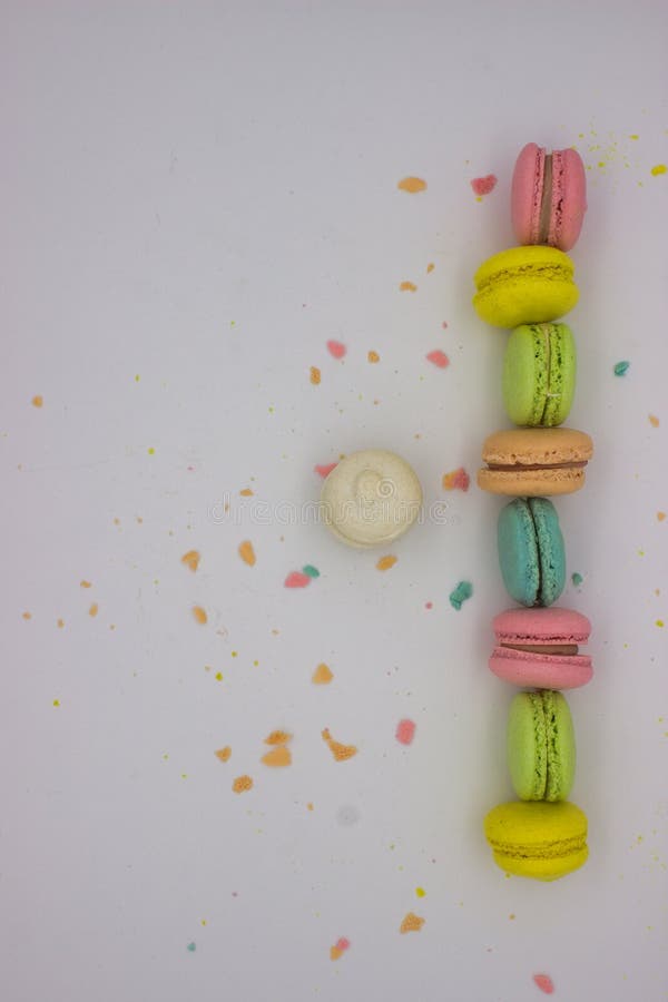 Vertical Macaron Stack with Crumbs on White Background Stock Image ...
