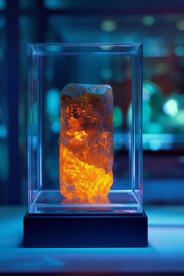 Vertical Macro Composition of a Glowing Uranium Mineral Sample in ...
