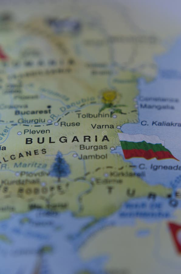 Vertical Map of Bulgaria with the Flag of Bulgaria, Travel Concept ...