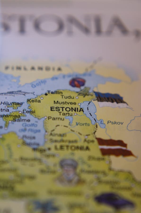 Vertical Map of Estonia with the Flag of Estonia, in Travel Concept ...