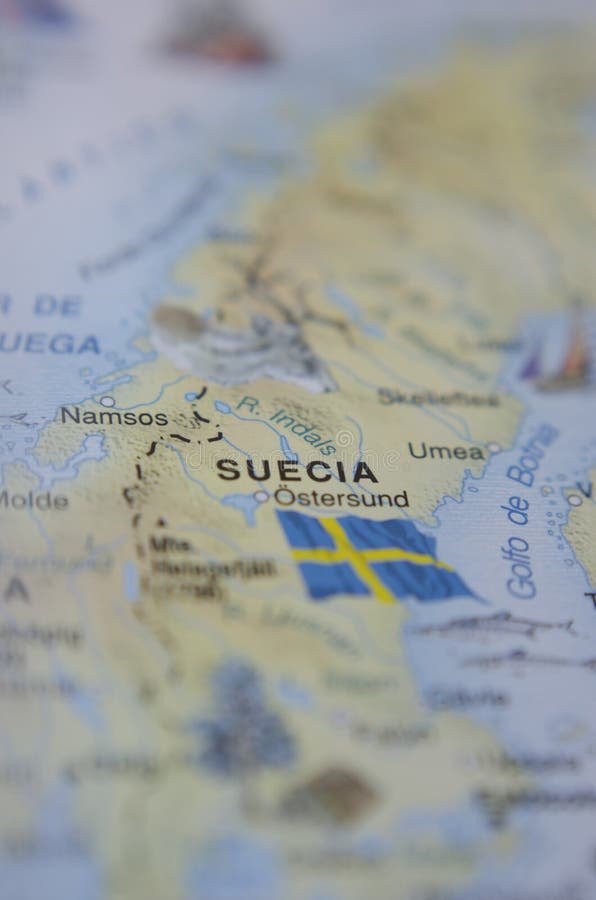 Vertical Map of Sweden with the Flag of Sweden, Travel Concept Stock ...