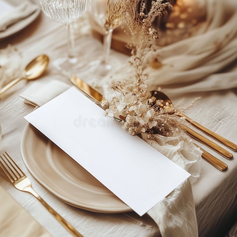 Vertical Menu Card Mockup 4x9 on Table, Wedding Table Setting ...