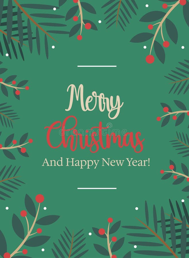 Vertical Merry Christmas Card Vector Stock Illustration - Illustration ...